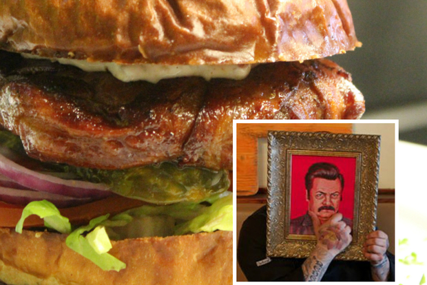 The Ron Swanson Burger: Whisk's Half-Pound Patty Wrapped in Pound of ...