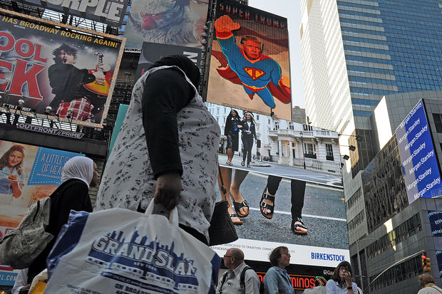'Super Trump' Billboard Takes Flight in Times Square - Midtown - New ...